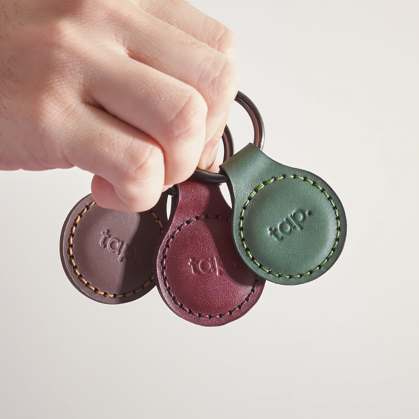 Black NFC Leather Keychain - Stylish Instant Share